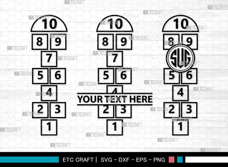 Hopscotch Monogram, Hopscotch Silhouette, Hopscotch SVG, Game Hopscotch ...