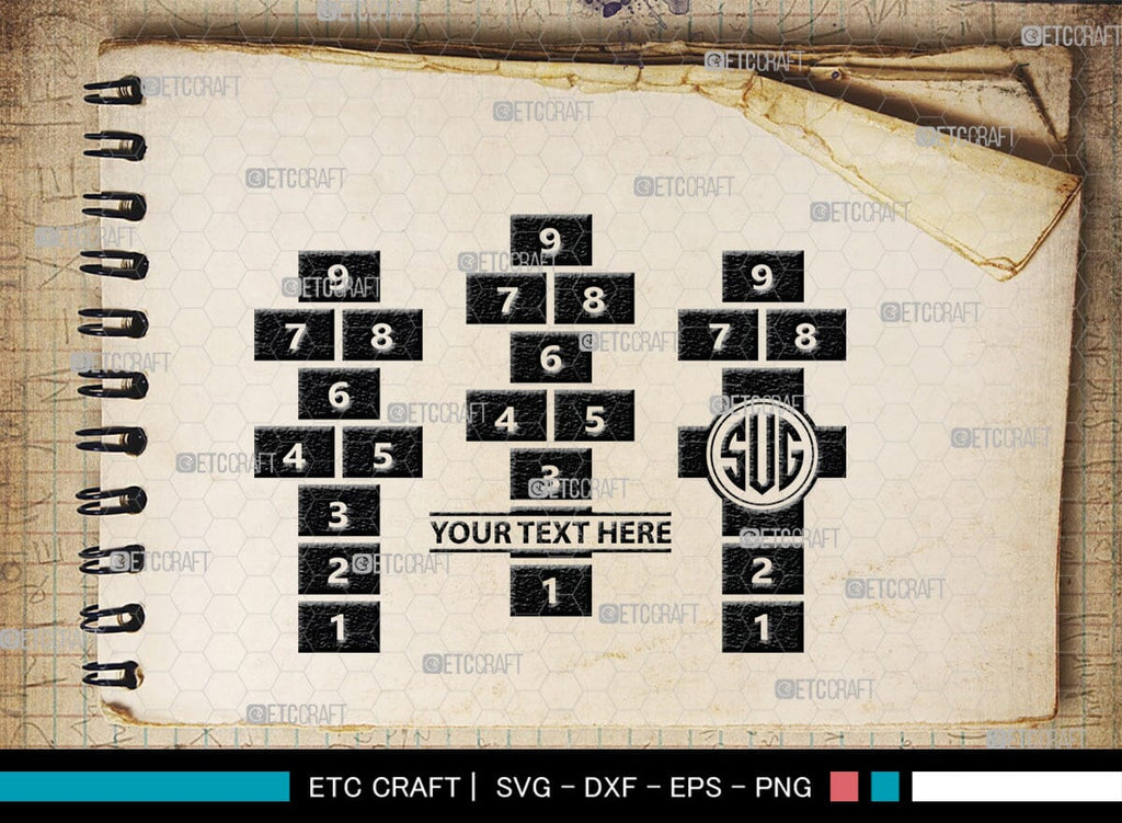 Hopscotch Monogram, Hopscotch Silhouette, Hopscotch SVG, Game Hopscotc ...