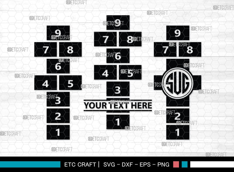 Hopscotch Monogram, Hopscotch Silhouette, Hopscotch SVG, Game Hopscotc ...