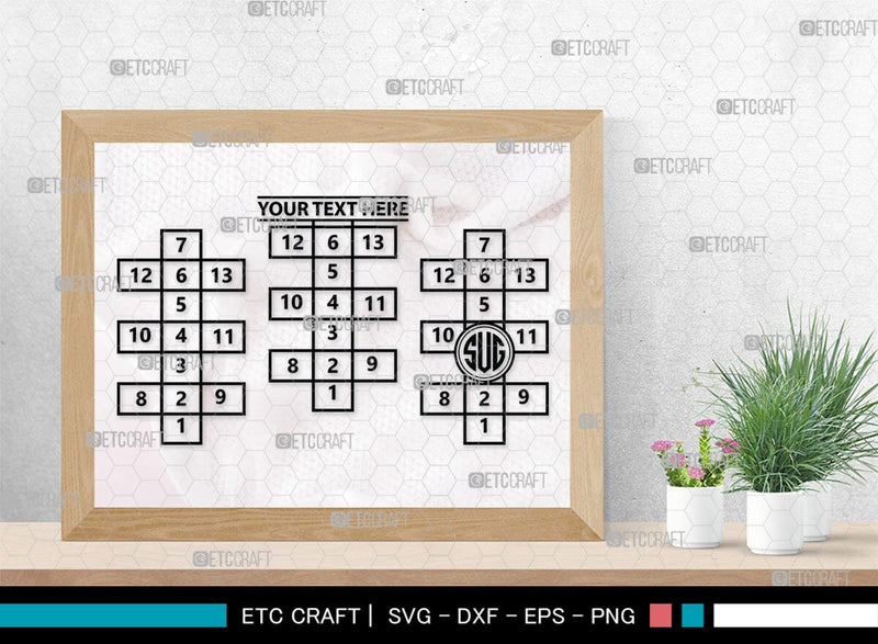 Hopscotch Monogram, Hopscotch Silhouette, Hopscotch SVG, Game Hopscotc ...