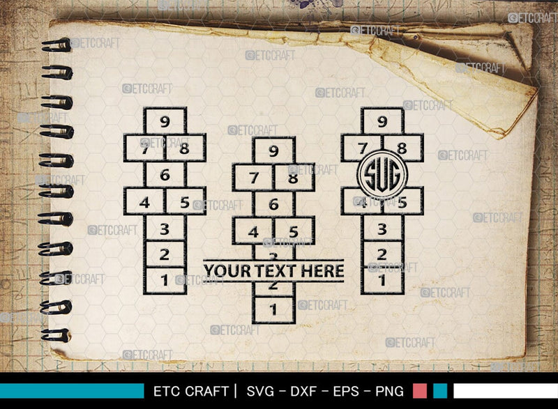 Hopscotch Monogram, Hopscotch Silhouette, Hopscotch SVG, Game Hopscotch ...