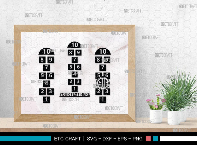 Hopscotch Monogram, Hopscotch Silhouette, Hopscotch SVG, Game Hopscotch ...