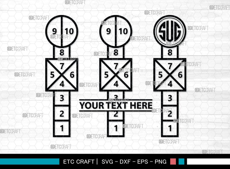 Hopscotch Monogram, Hopscotch Silhouette, Hopscotch SVG, Game Hopscotc ...