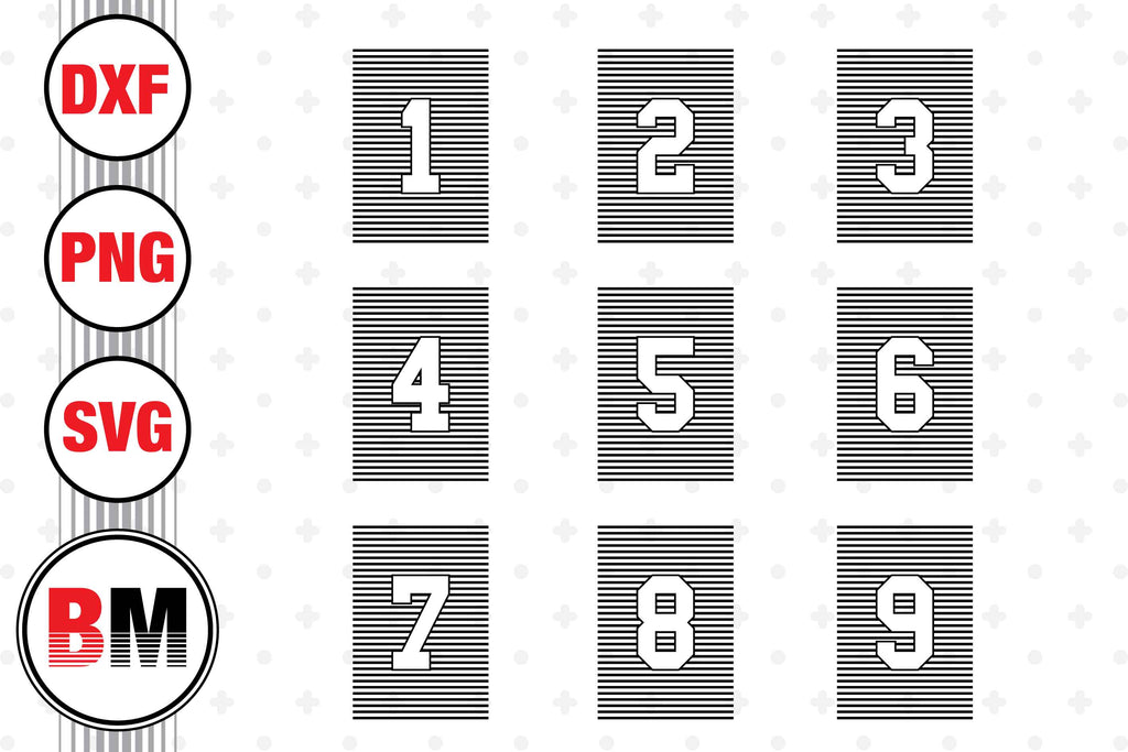 Horizontal Line Numbers SVG, PNG, DXF Files - So Fontsy