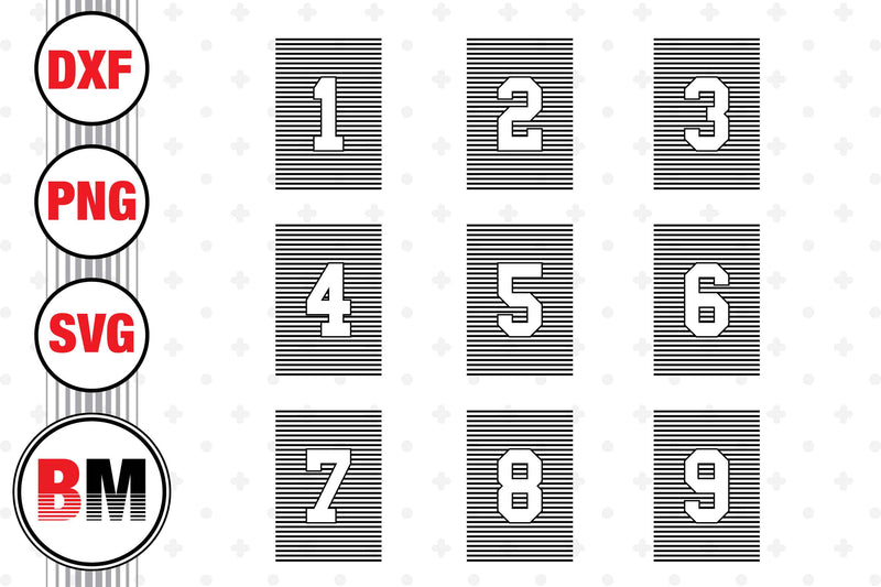 Horizontal Line Numbers SVG, PNG, DXF Files - So Fontsy