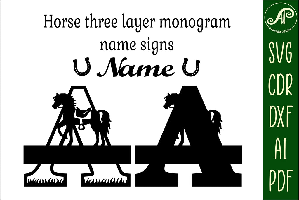 Horse Capital Monogram Letter A SVG File - So Fontsy