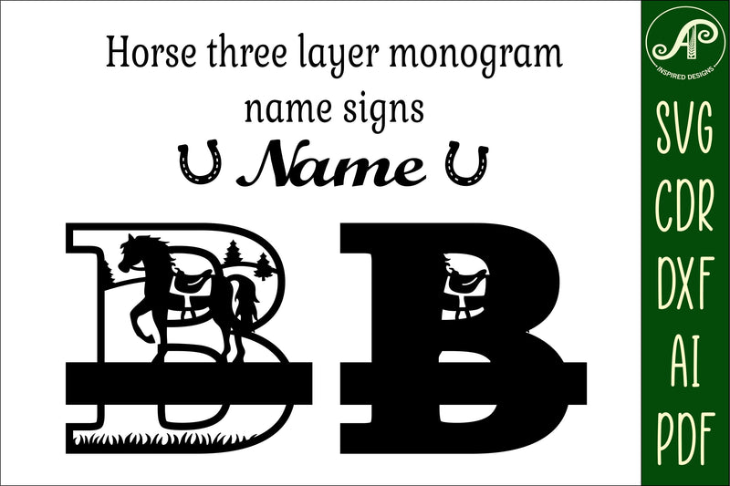 Horse Capital Monogram Letter B SVG File - So Fontsy