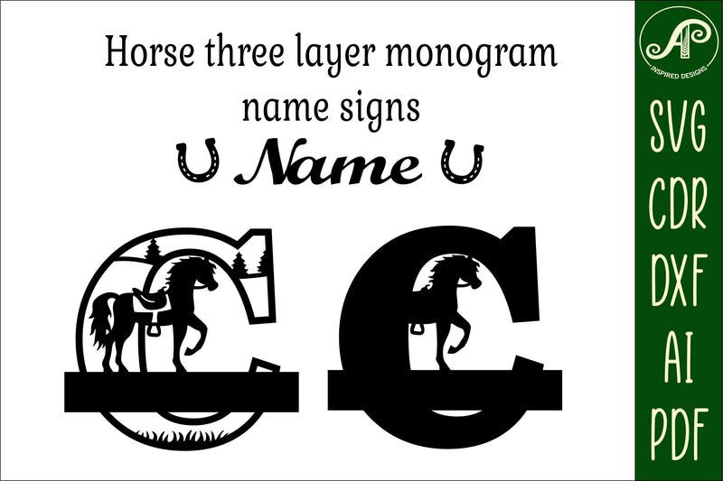 Horse Capital Monogram Letter C SVG File - So Fontsy