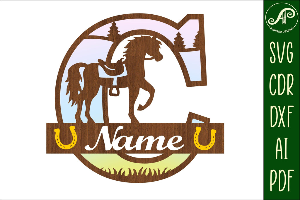Horse Capital Monogram Letter C SVG File - So Fontsy