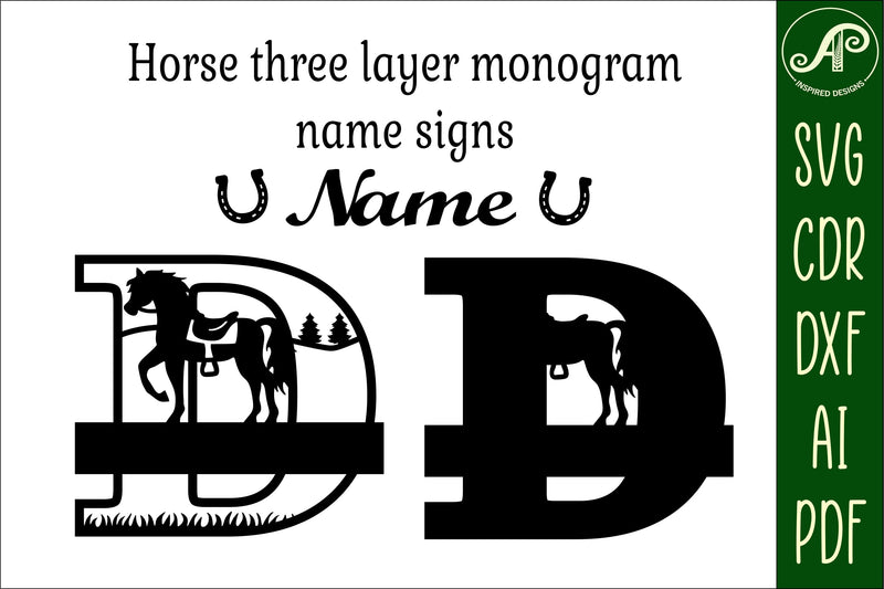 Horse Capital Monogram Letter D SVG File - So Fontsy