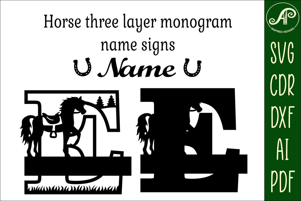 Horse Capital Monogram Letter E SVG File - So Fontsy