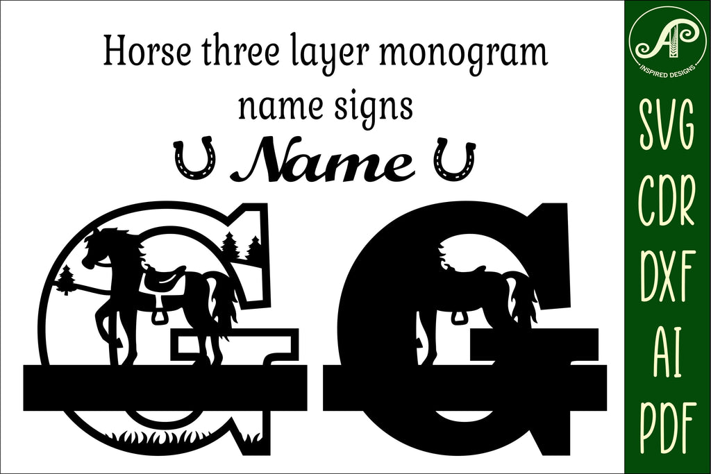 Horse Capital Monogram Letter G SVG File - So Fontsy