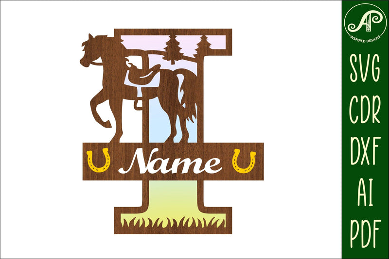 Horse Capital Monogram Letter I SVG File - So Fontsy