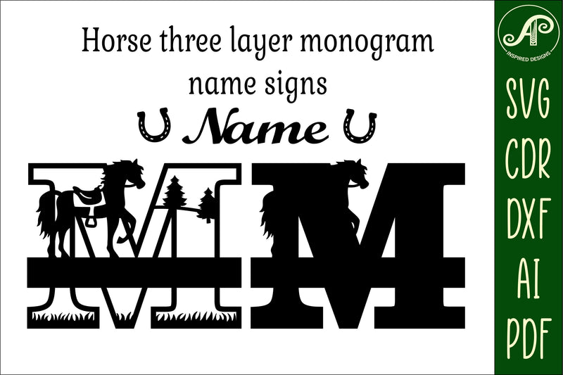 Horse Capital Monogram Letter M SVG File - So Fontsy
