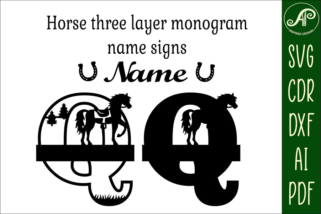 Horse Capital Monogram Letter Q SVG File - So Fontsy