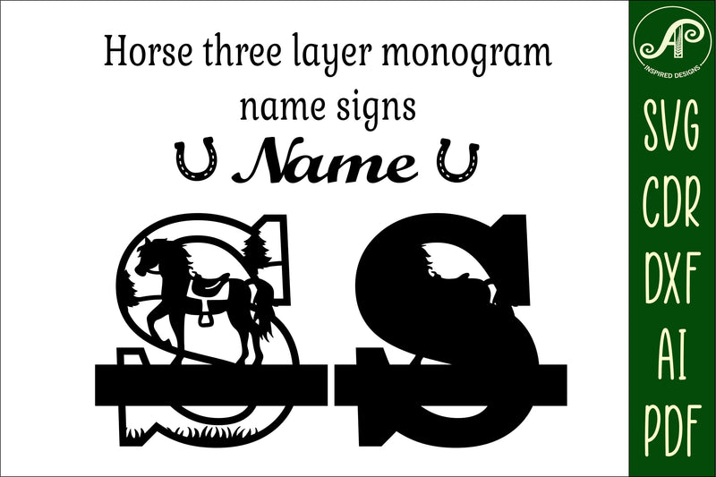 Horse Capital Monogram Letter S SVG File - So Fontsy