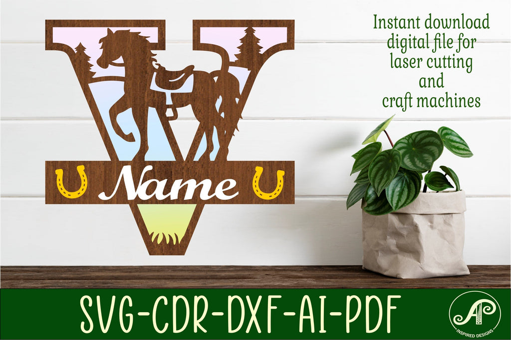 Horse Capital Monogram Letter V SVG File - So Fontsy