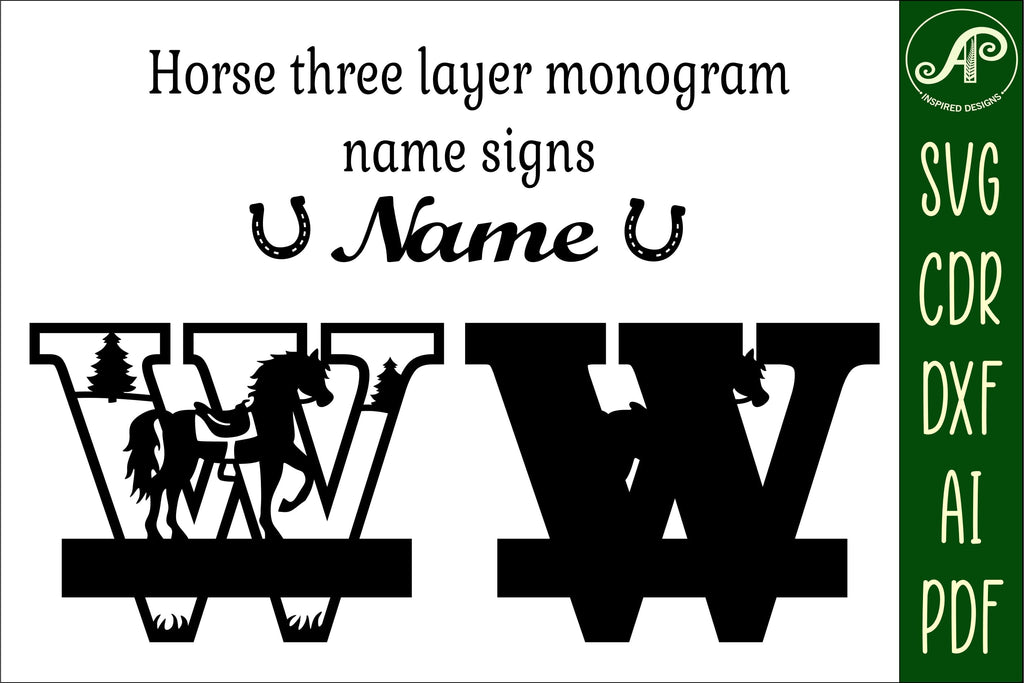 Horse Capital Monogram Letter W SVG File - So Fontsy
