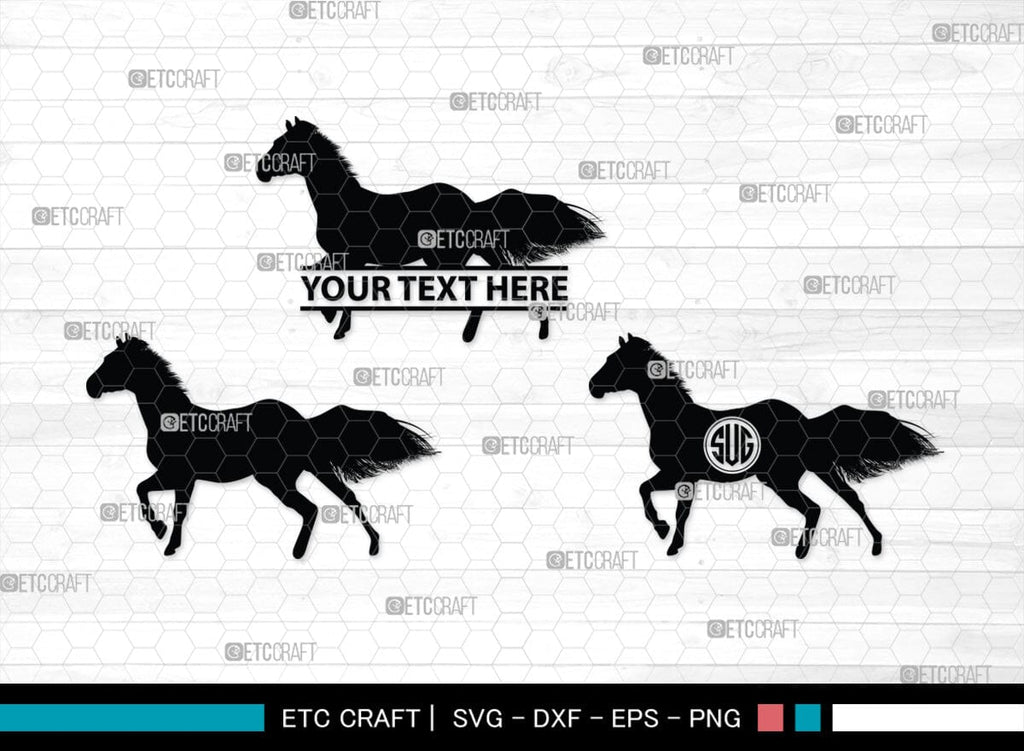Horse Monogram, Horse Silhouette, Horse SVG, Horse Racing Svg, Horse ...