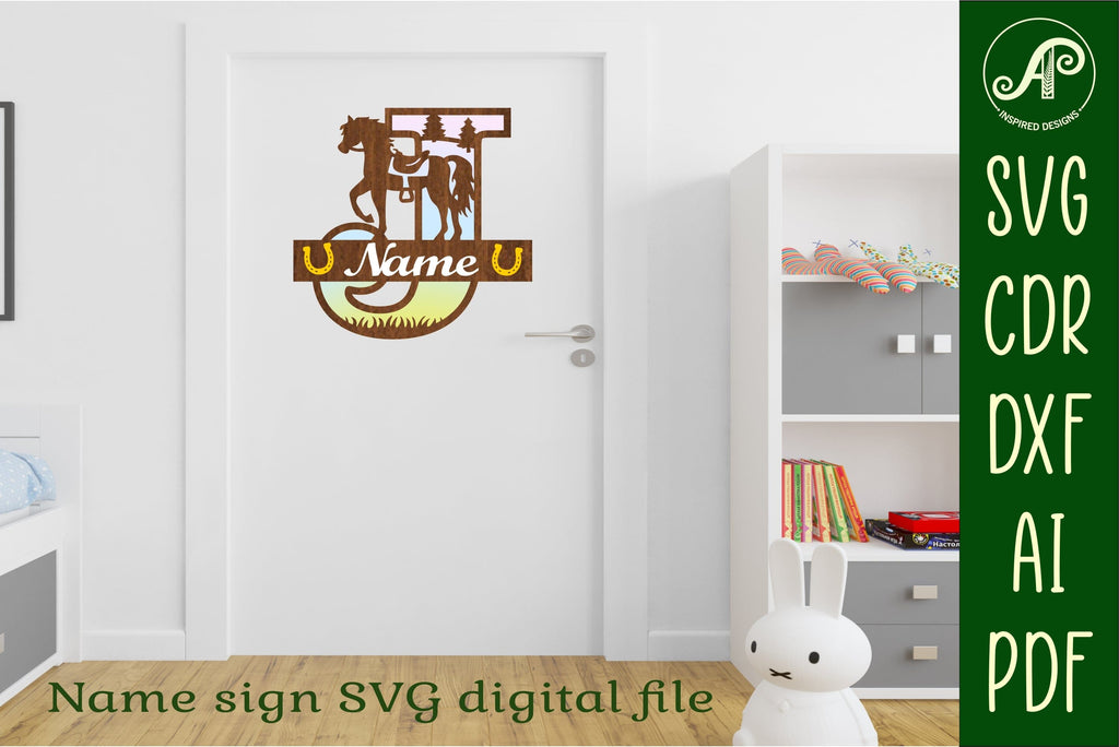 Horse monogram letter bundle Name signs SVG 3 layer - So Fontsy
