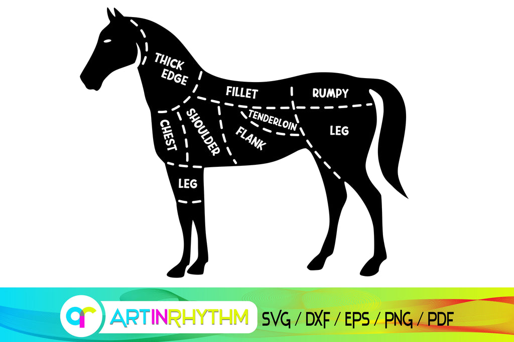 horse svg, meat cut, meat chart, butcher svg, butchers cut - So Fontsy