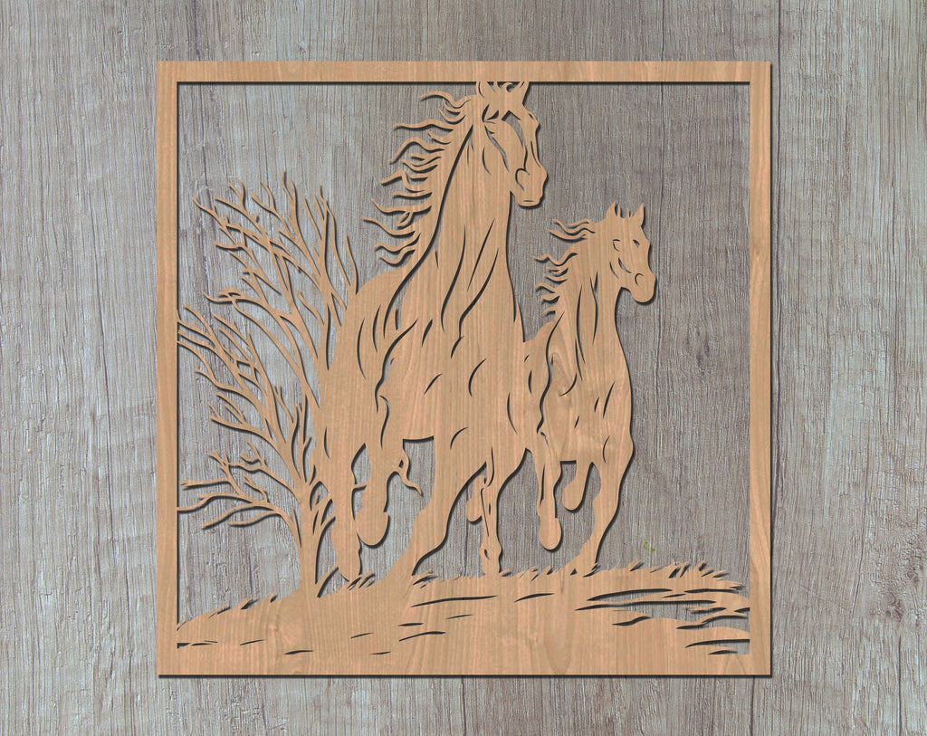 Horses Laser SVG Cut File, Horse Glowforge File, Horses DXF, Horses ...