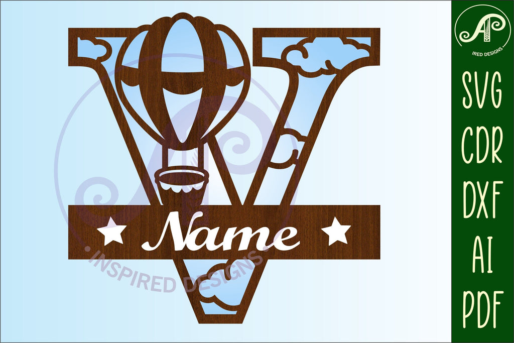 Hot Air Balloon Letter V SVG File - So Fontsy