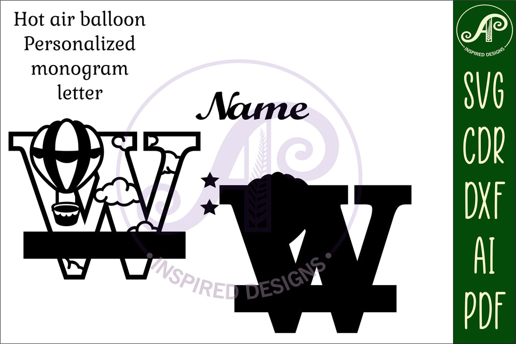 Hot Air Balloon Letter W SVG File - So Fontsy
