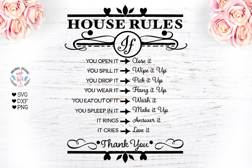 House Rules Cut File (SVG, DXF AND PNG) - So Fontsy