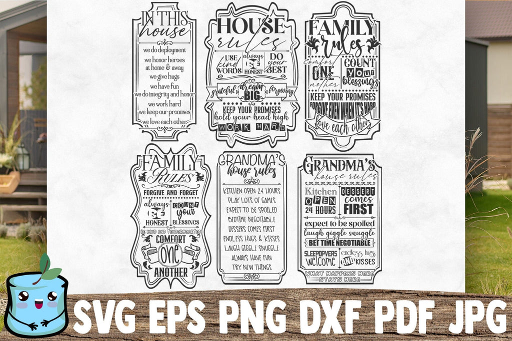 House Rules SVG Bundle | Family Cut files - So Fontsy