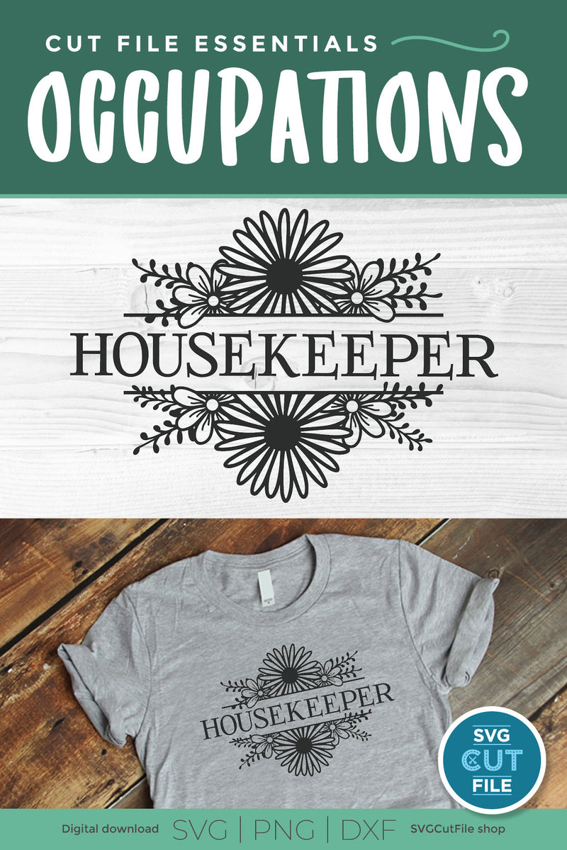 Housekeeper svg - house keeper svg with flowers - So Fontsy