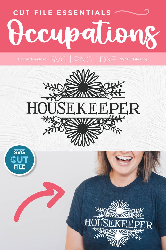 Housekeeper svg - house keeper svg with flowers - So Fontsy