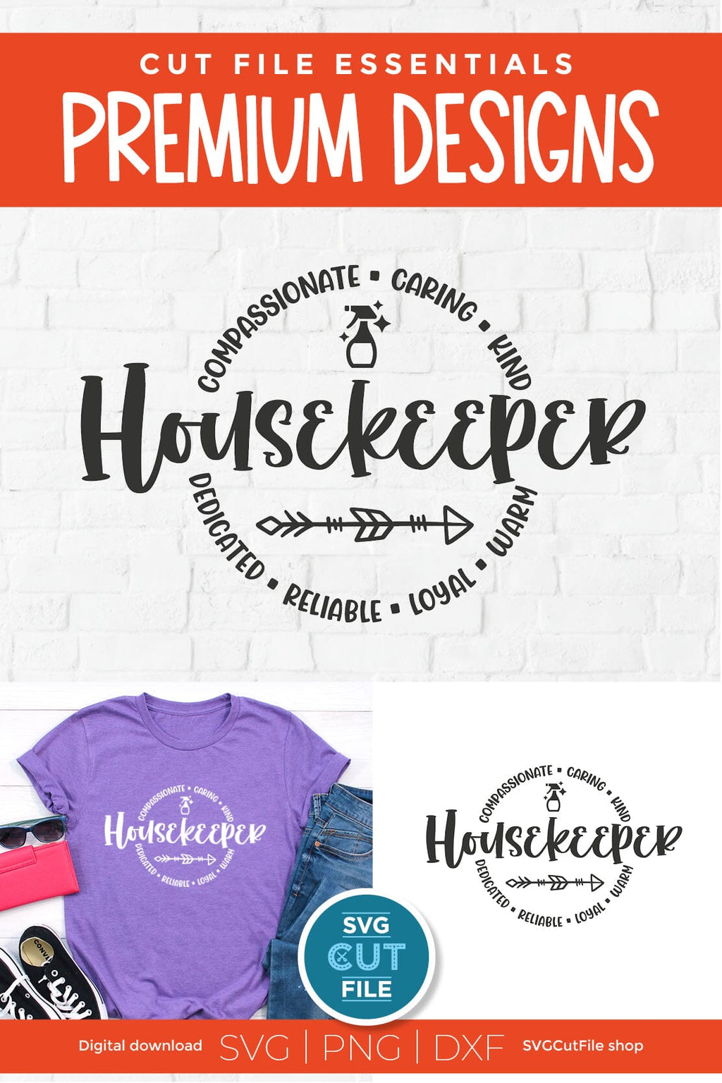 Housekeeper svg with round circle for men or women - So Fontsy