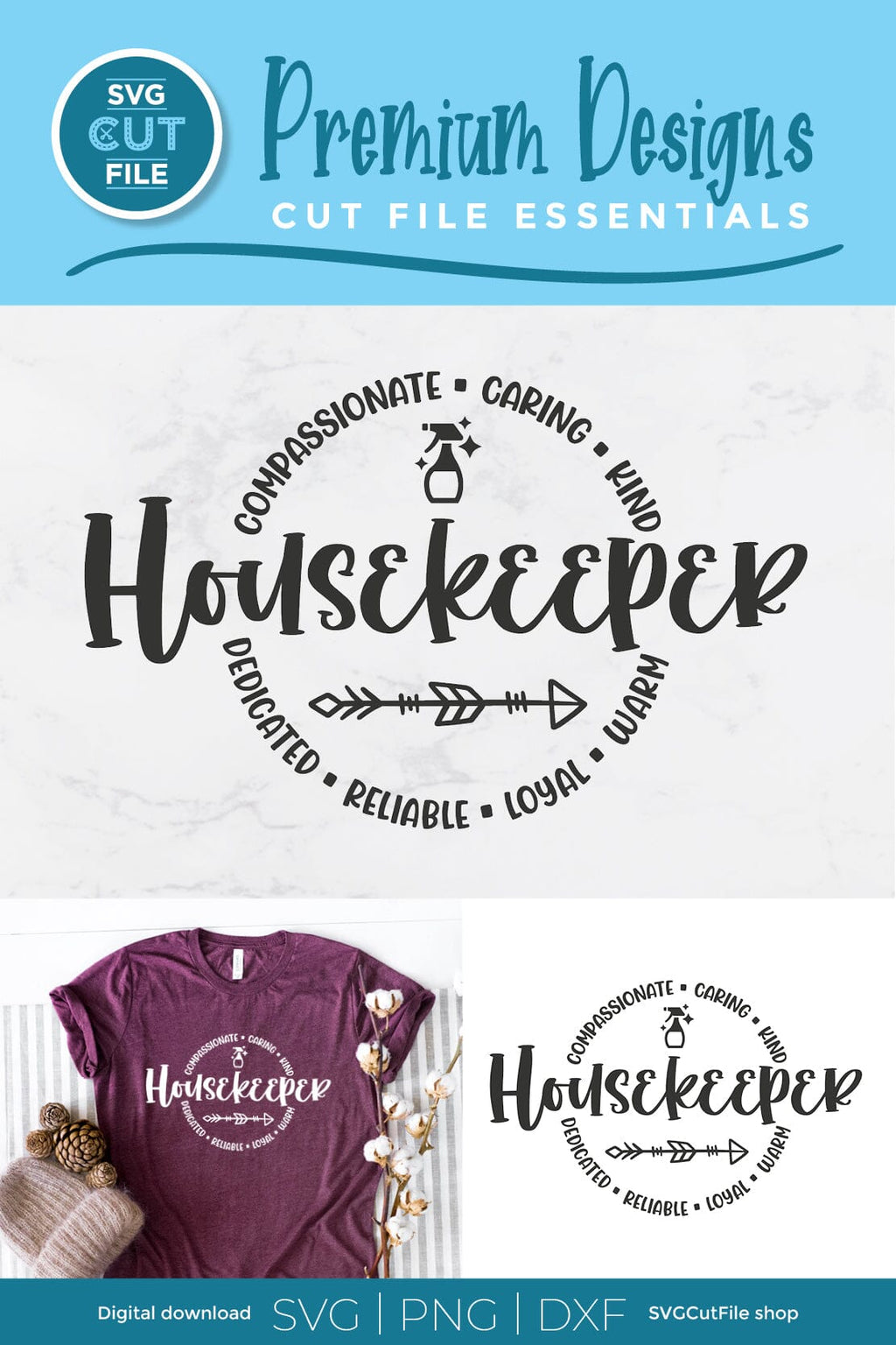 Housekeeper svg with round circle for men or women - So Fontsy
