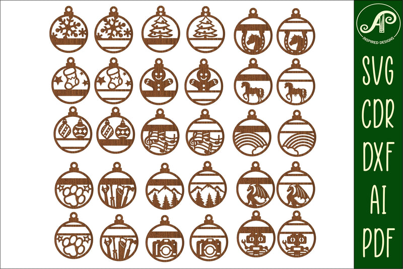 HUGE bundle Christmas Ornament templates SVG - So Fontsy