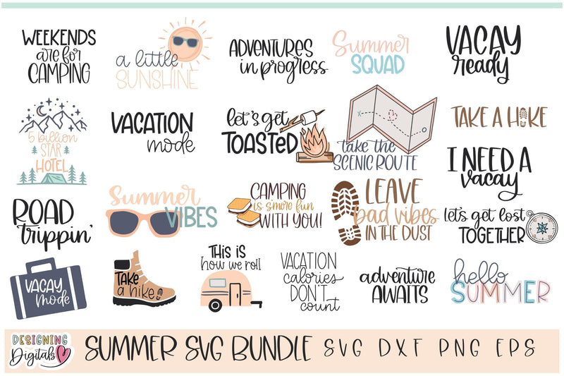 Huge Summer Vacation SVG Bundle, Camping Clipart, Travel Clipart - So ...