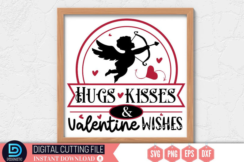 Hugs kisses & valentine wishes SVG - So Fontsy
