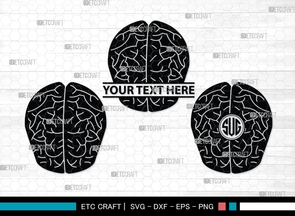 Human Brain Monogram, Human Brain Silhouette, Human Brain SVG, Outline ...