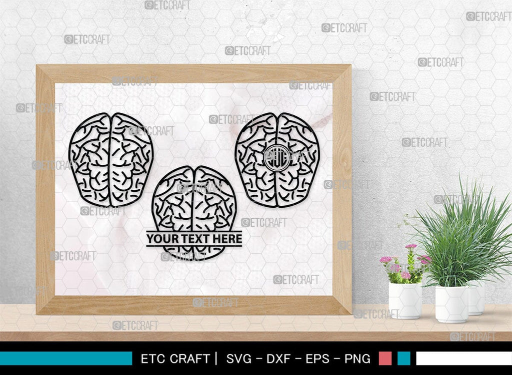Human Brain Monogram, Human Brain Silhouette, Human Brain SVG, Outline ...