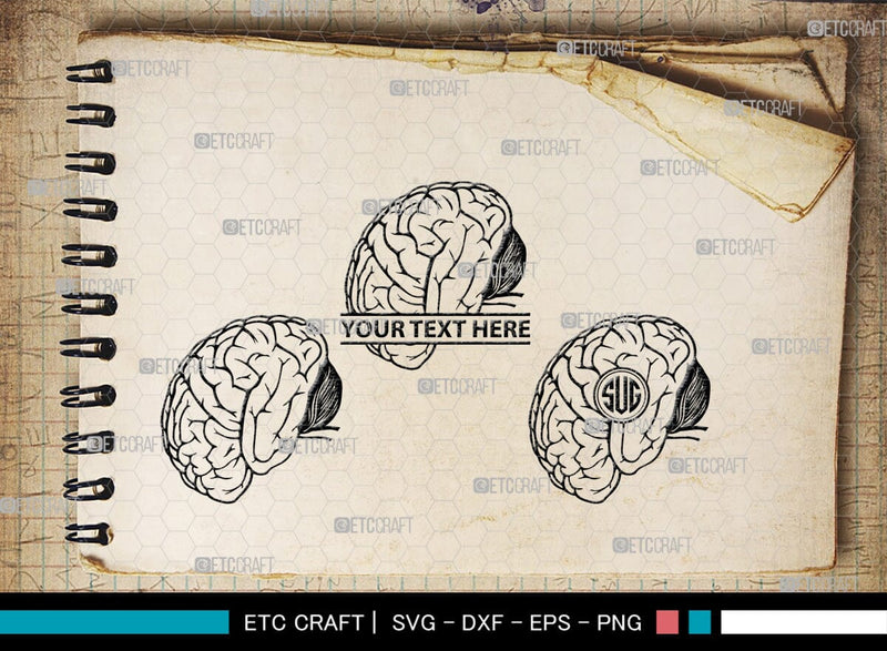 Human Brain Monogram, Human Brain Silhouette, Human Brain SVG, Outline ...