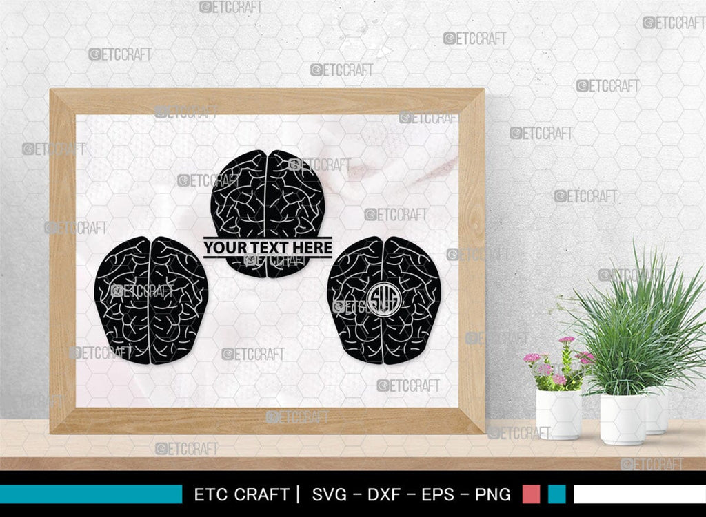 Human Brain Monogram, Human Brain Silhouette, Human Brain SVG, Outline ...