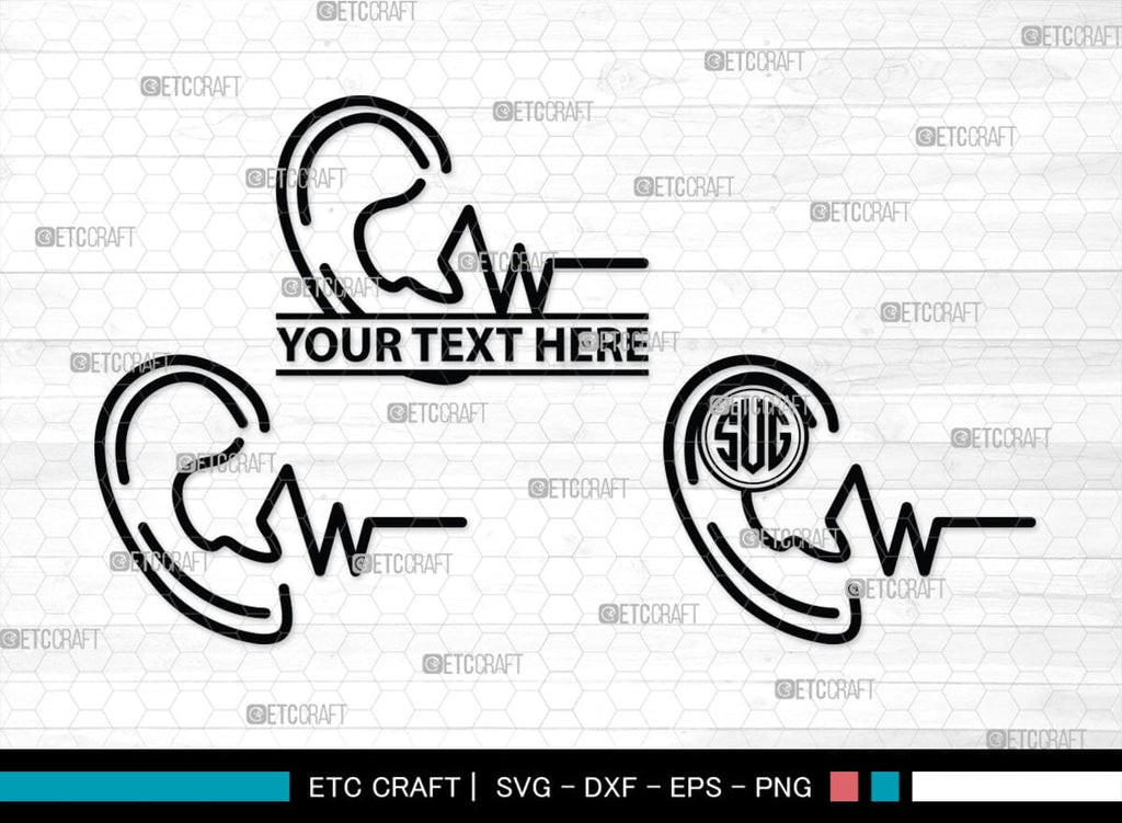 Human Ear Monogram, Human Ear Silhouette, Human Ear SVG, Ear Svg, Ears ...