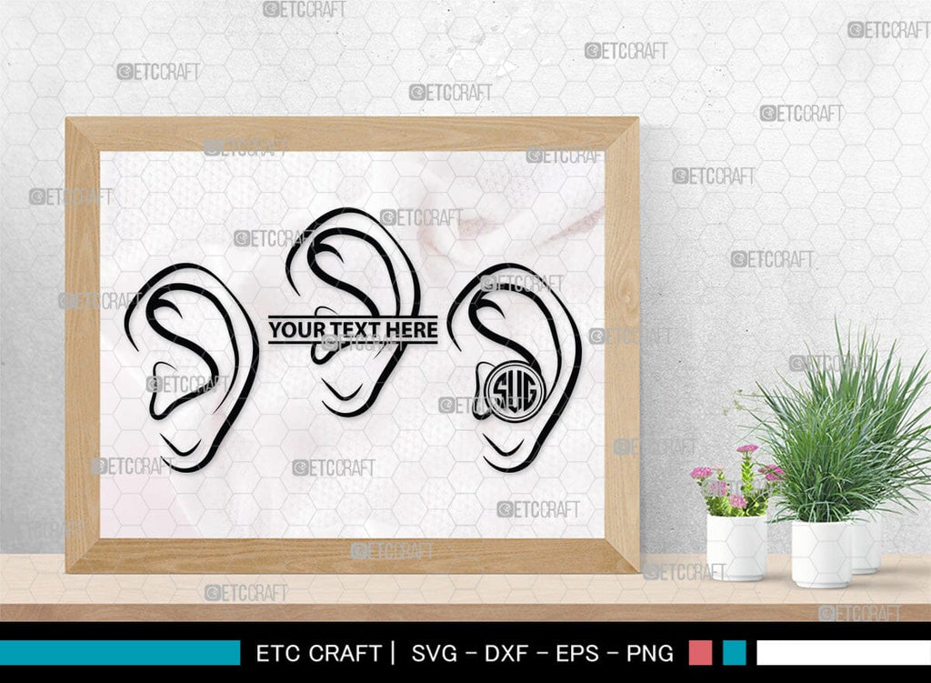 Human Ear Monogram, Human Ear Silhouette, Human Ear SVG, Ear Svg, Ears ...