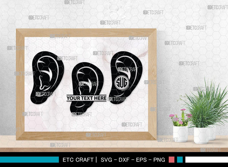 Human Ear Monogram, Human Ear Silhouette, Human Ear SVG, Ear Svg, Ears ...