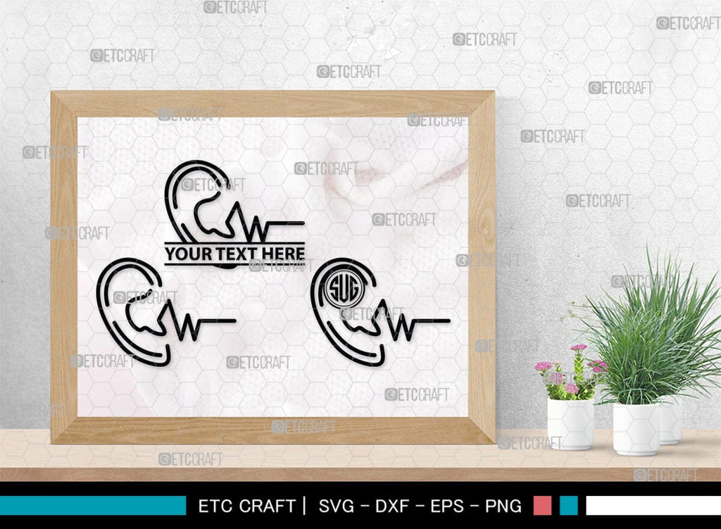 Human Ear Monogram, Human Ear Silhouette, Human Ear SVG, Ear Svg, Ears ...