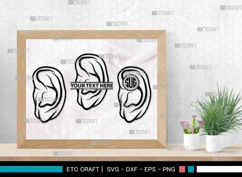 Human Ear Monogram, Human Ear Silhouette, Human Ear SVG, Ear Svg, Ears ...