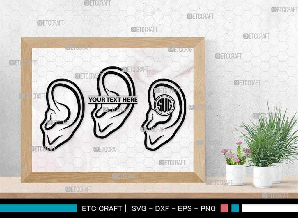 Human Ear Monogram, Human Ear Silhouette, Human Ear SVG, Ear Svg, Ears ...