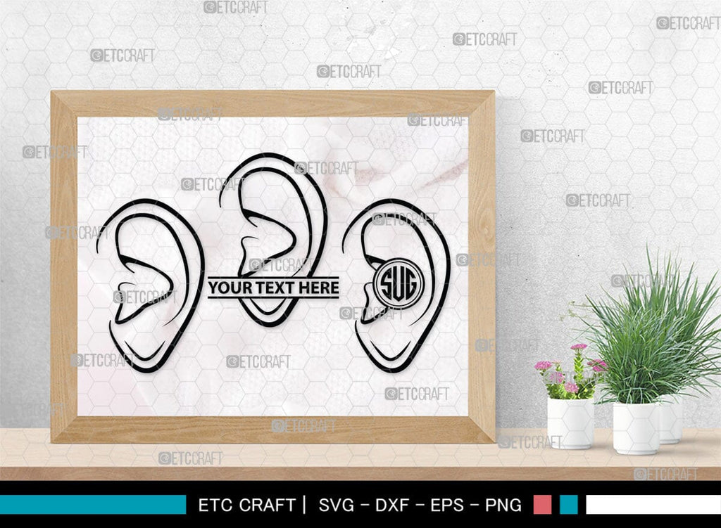 Human Ear Monogram, Human Ear Silhouette, Human Ear SVG, Ear Svg, Ears ...