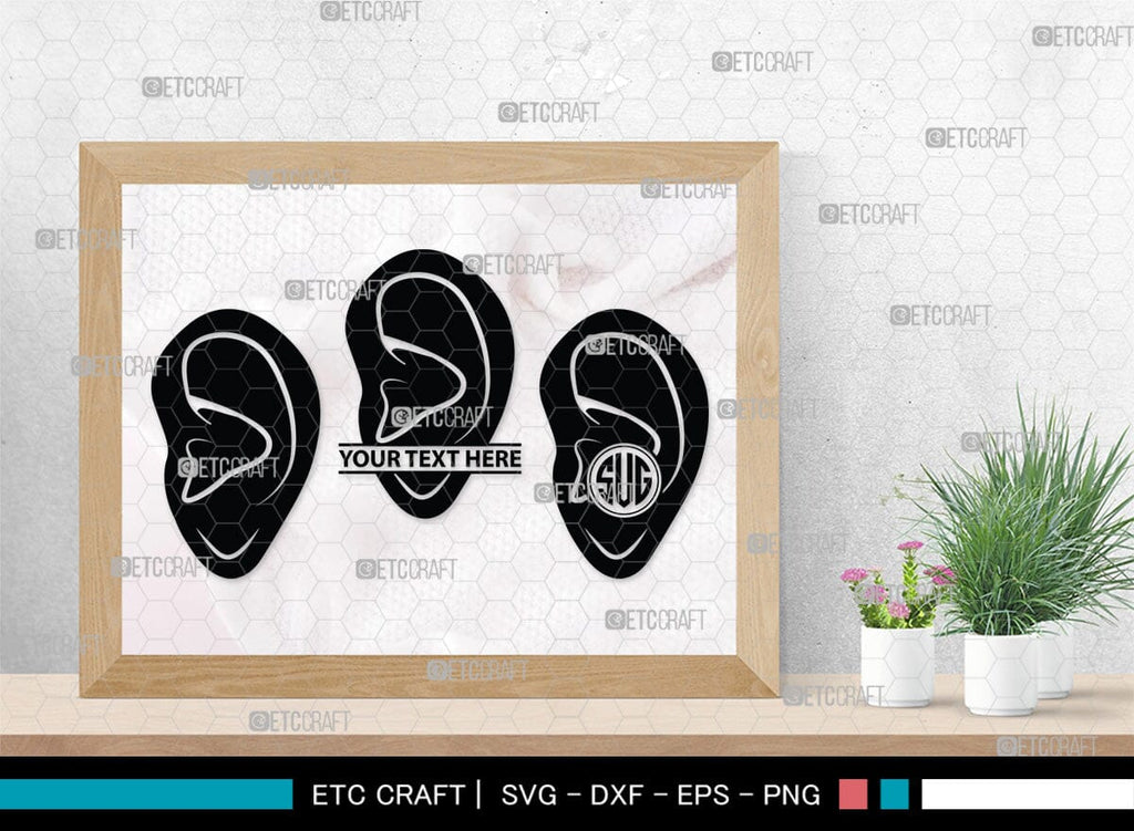 Human Ear Monogram, Human Ear Silhouette, Human Ear SVG, Ear Svg, Ears ...