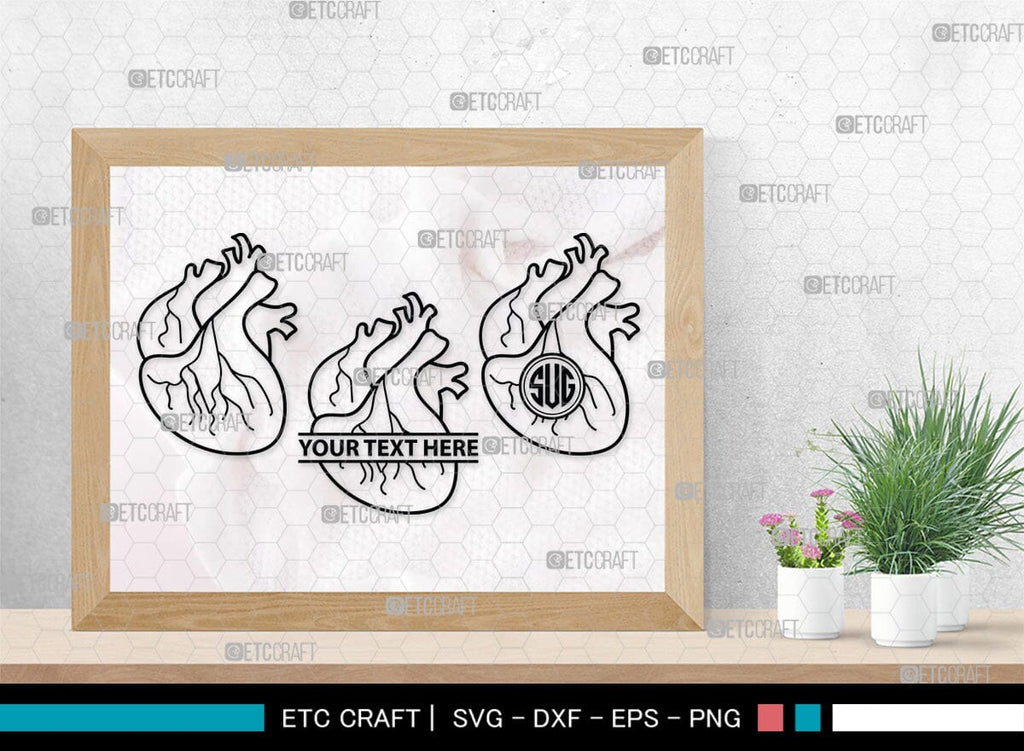 Human Heart Monogram, Human Heart Silhouette, Human Heart SVG, Heart ...
